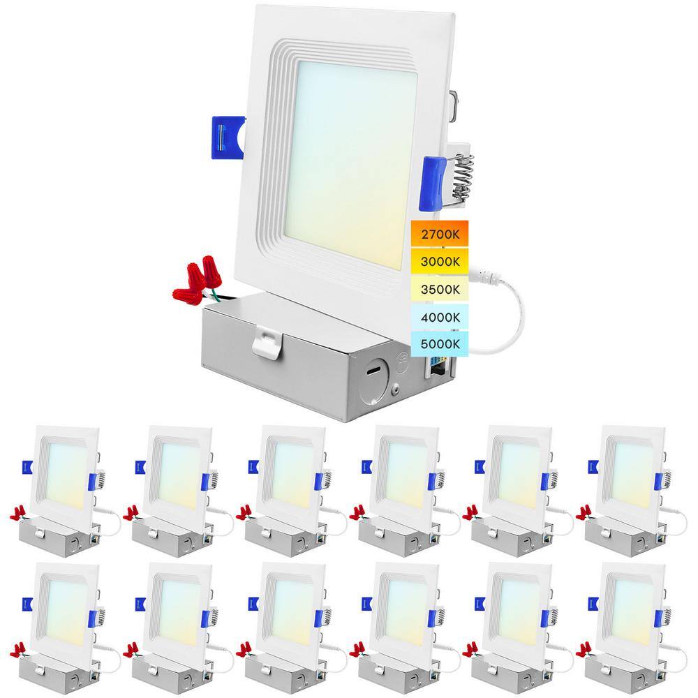 LUXRITE 4 in. Ultra-Thin Canless 12-Watt 5 Color Selectable New ...