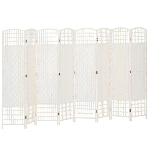 Zeus & Ruta 5.6 ft. White Wood Outdoor Folding Privacy Screen, 6 Panel ...