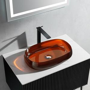 INSTER Iridescent 22.8 in. W Crystal Amber Solid Surface Resin Stone ...