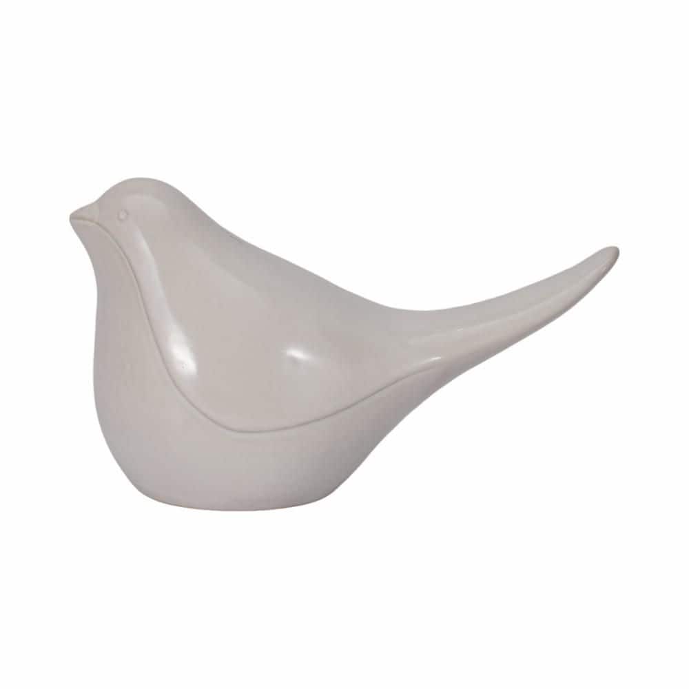 Liv & Skye White 10 in. x 6 in Ceramic Bird Figurine 18632-02 - The Home Depot
