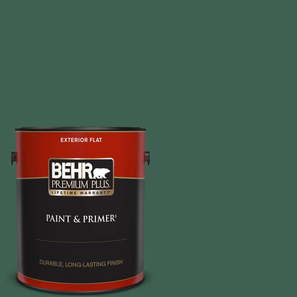 BEHR PREMIUM PLUS 1 gal. #M430-7 Green Agate Flat Exterior Paint ...