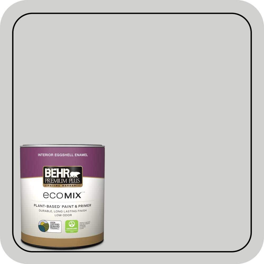 BEHR PREMIUM PLUS 1 qt. #N520-1 White Metal Eggshell Enamel EcoMix ...