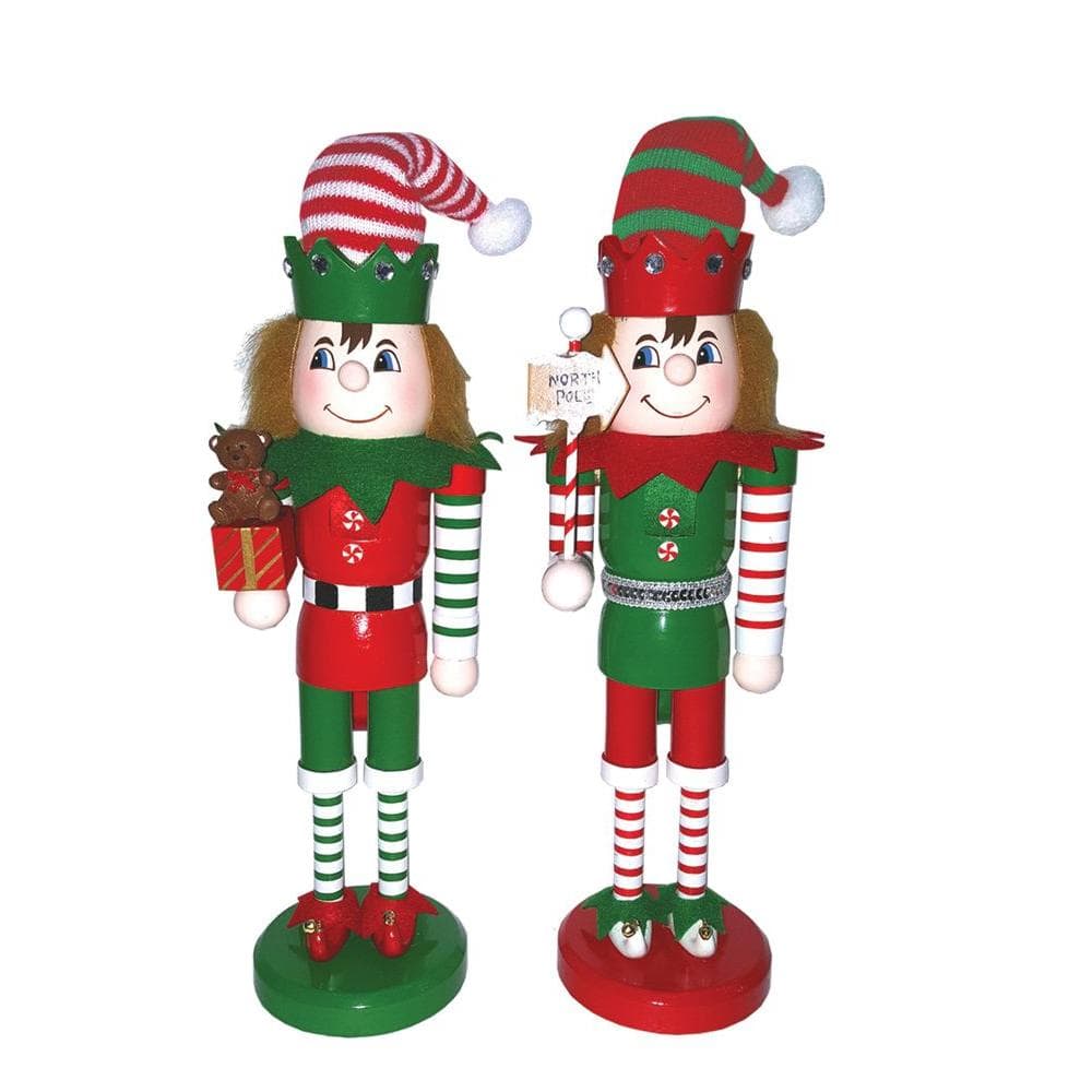 Santa's Workshop 14 in. Elf Nutcracker with Santa Hats (2 Assorted ...
