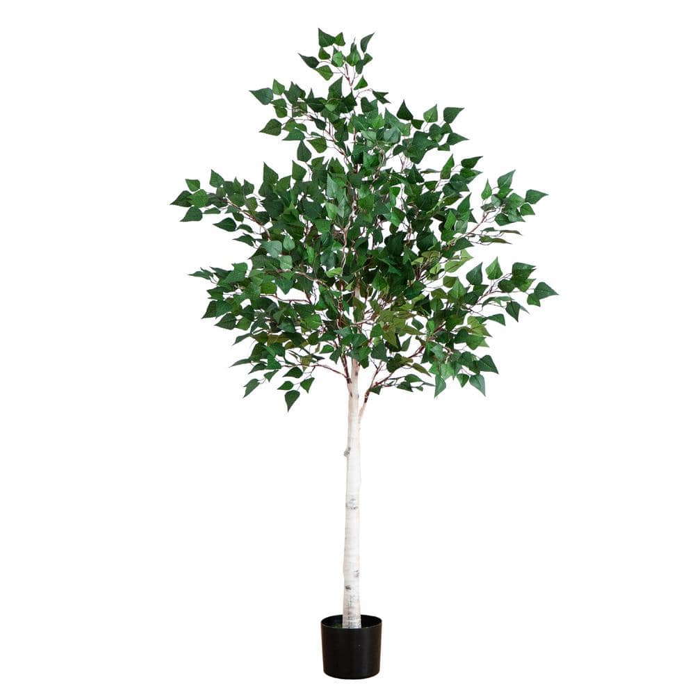 Nearly Natural 5 ft. Lighted Artificial Birch Tree with 180 Warm White ...