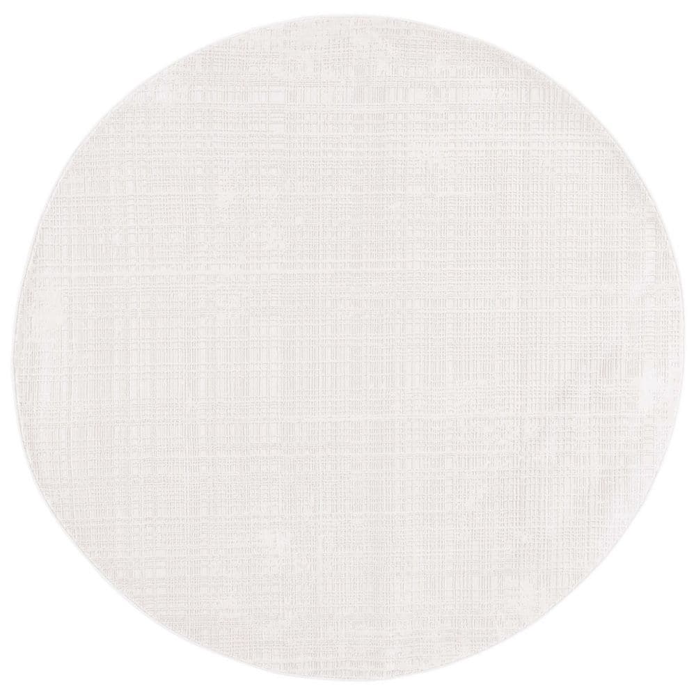SAFAVIEH Whisper 7 ft. x 7 ft. Ivory/Ivory Solid Crosstitch Round Area ...