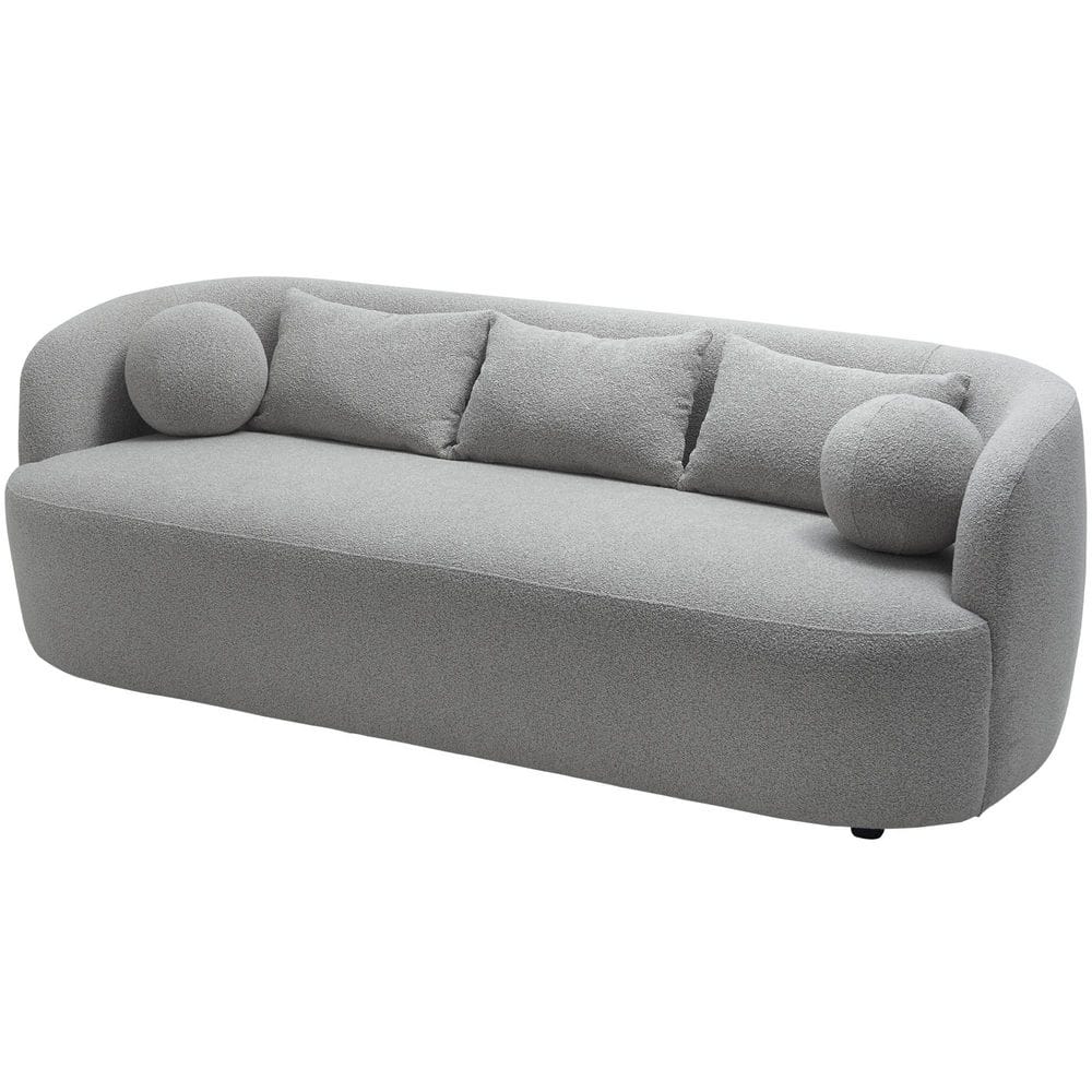 KINWELL 85 in. Round Arm Boucle Polyester 3-Seats Rectangle Sofa in ...
