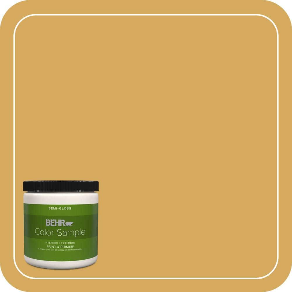 BEHR PREMIUM PLUS 8 oz. #340D-5 Galley Gold Semi-Gloss Interior ...