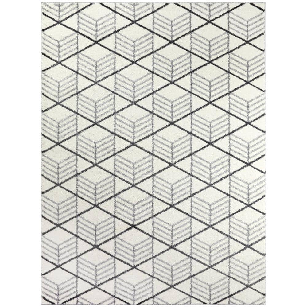 BALTA Matheson White 4 ft. x 6 ft. Modern Trellis Area Rug 3017836 ...