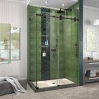 DreamLine Enigma Air 48-3/8 in. x 76 in. Frameless Corner Sliding Shower Door in Brushed ...