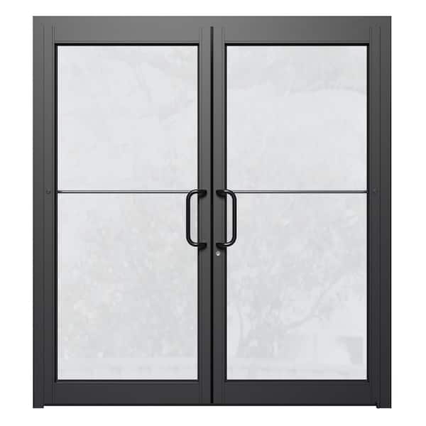 TEZA DOORS Teza 72 in. x 84 in. Right-Hand/Outswing Black Aluminum ...