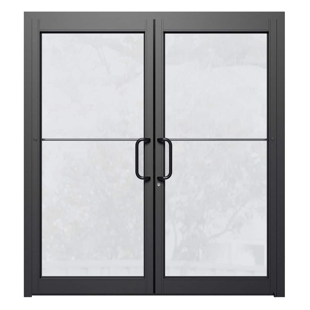 TEZA DOORS Teza 72 in. x 84 in. Right-Hand/Outswing Black Aluminum ...