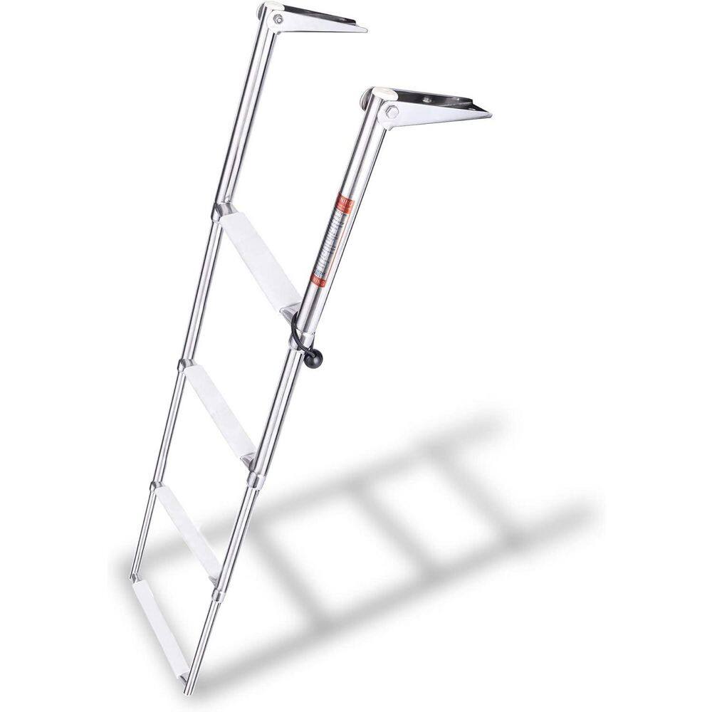 KIWDZFU 4-Step Stainless Steel Telescopic Folding Boat Ladder with Slip ...