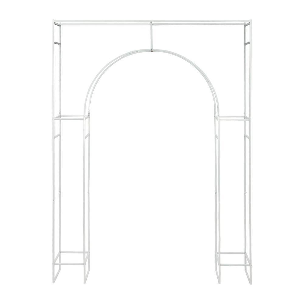 YIYIBYUS 94.5 in. x 70.9 in. White Metal Wedding Arch Backdrop Stand ...