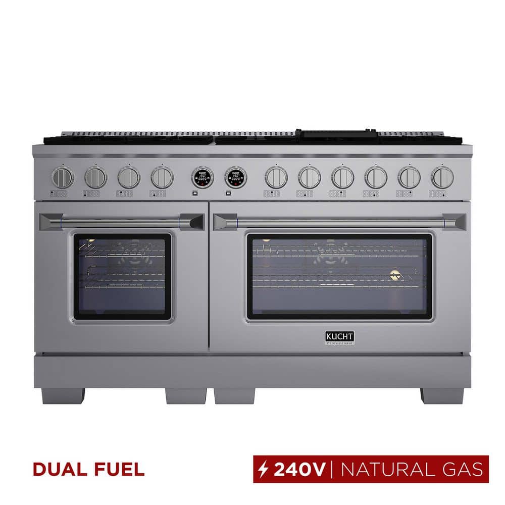 Kucht 60 in. 7.9 cu. ft. 10 Burners Dual Fuel Range for Natural Gas in ...