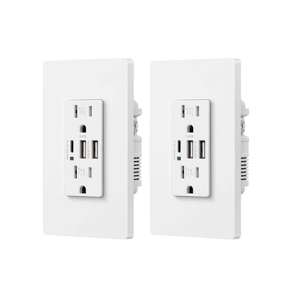 DEWENWILS White 15 Amp Tamper Resistant Receptacle Outlet with 3-Port ...