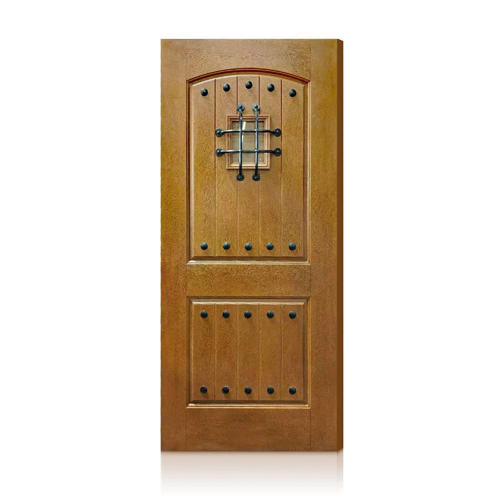 CALHOME 36 in. x 80 in. Reversible Classic Clear Glass Walnut Speakeasy ...