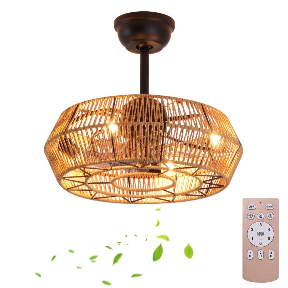 bessten 18.9 in. Indoor Yellow Caged Ceiling Fan with DC Motor and ...