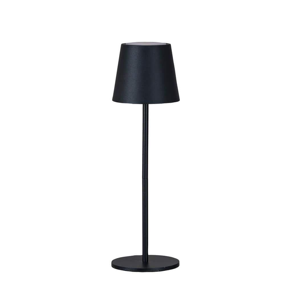 Storied Home 14.5 in. Black LED Rechargeable Table Lamp with Black ...