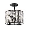Home Decorators Collection Kristella 12.5 in. 3-Light Matte Black Semi ...