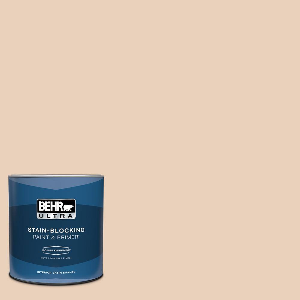 BEHR ULTRA 1 qt. #S230-1 Buff Tone Extra Durable Satin Enamel Interior ...