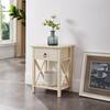 HOMESTOCK Cream Nightstand Bedside Table with 1-Drawer Wooden Side ...