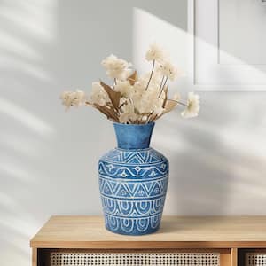 Liv & Skye 9 in. Navy Blue Ceramic Amphora Decorative Vase with Handles ...