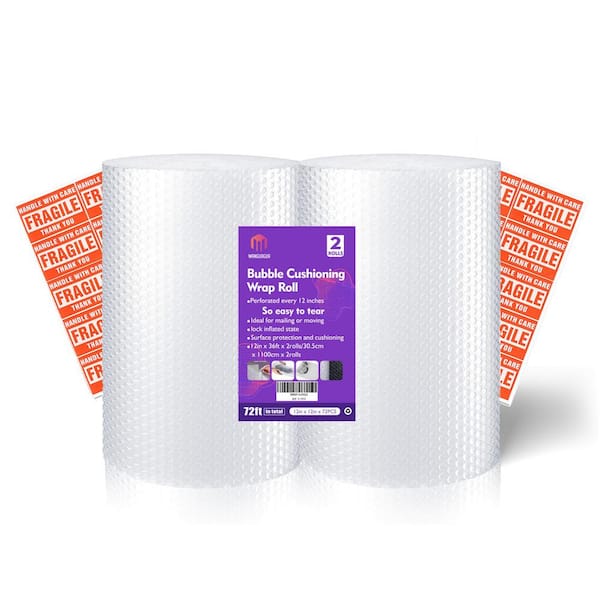Angel Sar 12 in. x 72 ft. Bubble Packing Wrap, Shipping Cushioning Roll ...