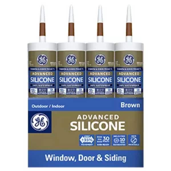 GE Advanced Silicone 2 Caulk 10.1 oz Window and Door Sealant Brown (12-pack) 2813701 - The Home ...