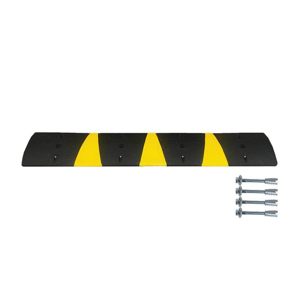 PLASTICADE 72 in. x 12 in. x 2.5 in. Speed Bump with Reflective Stripes ...
