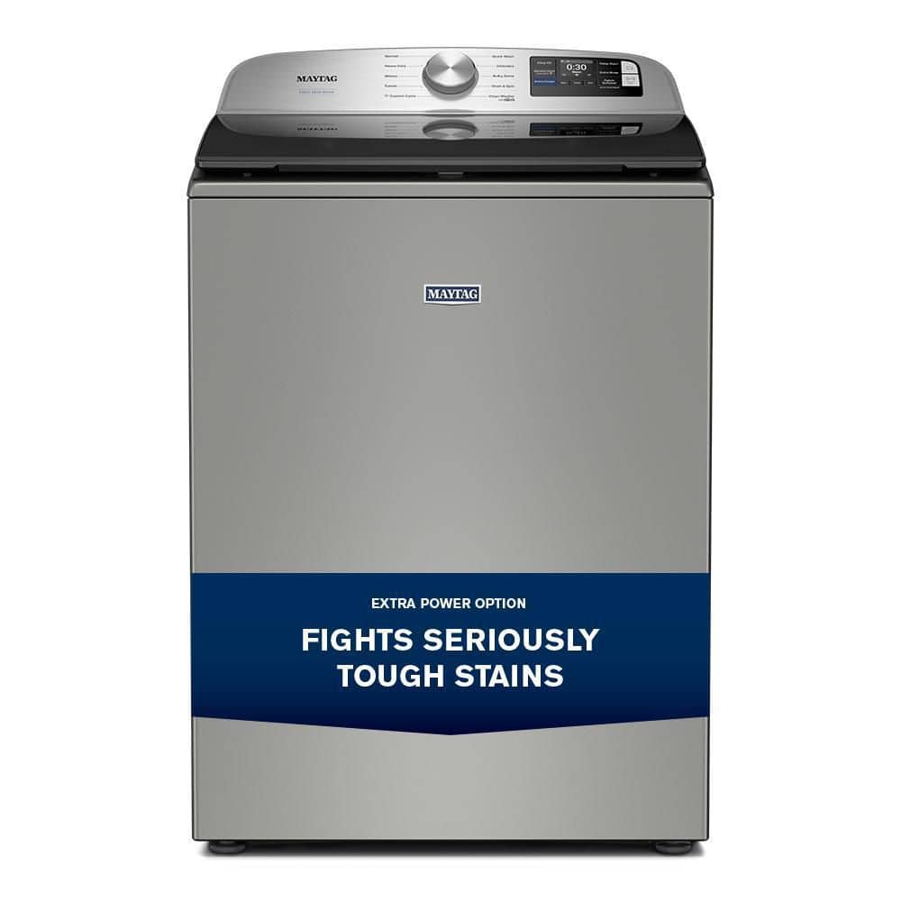 Maytag 5.2 cu. ft. Top Load Washer in Classic Silver with Agitator ...