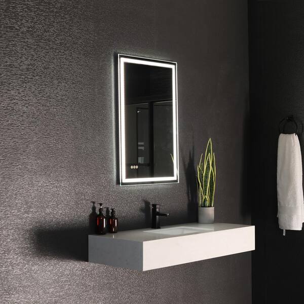 niveal 20 in. W x 30 in. H Rectangular Frameless LED Wall Bathroom ...