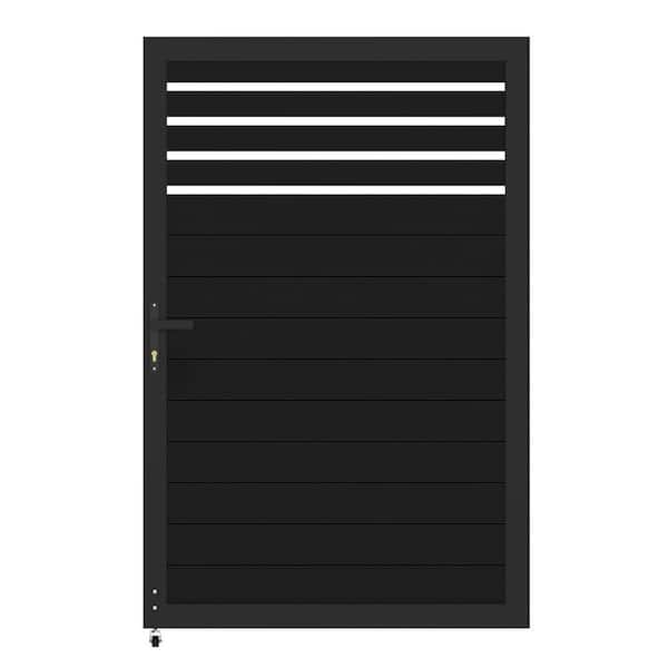 mondaria Modern Rust-Proof 4 ft. W x 6 ft. H Black Aluminum Semi ...