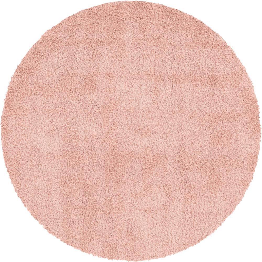 Unique Loom Davos Shag Dusty Rose Pink 8 ft. x 8 ft. Round Area Rug 3146019