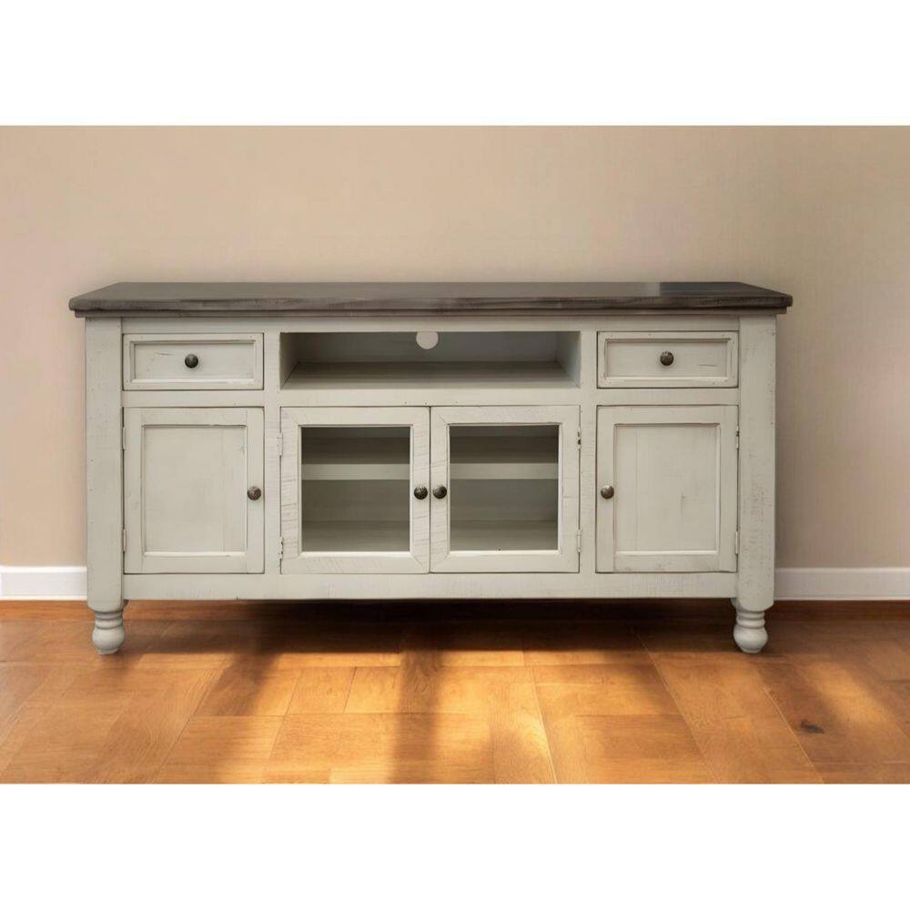 HomeRoots Ivory TV Stand Fits TV's up to 60 in. with Shelves, Drawers ...