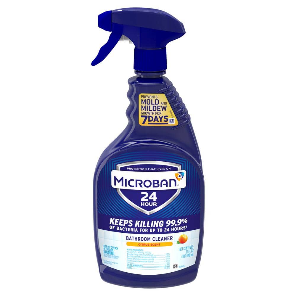 Microban 32 oz. Citrus Scent 24 Hour Bathroom Cleaner Spray ...