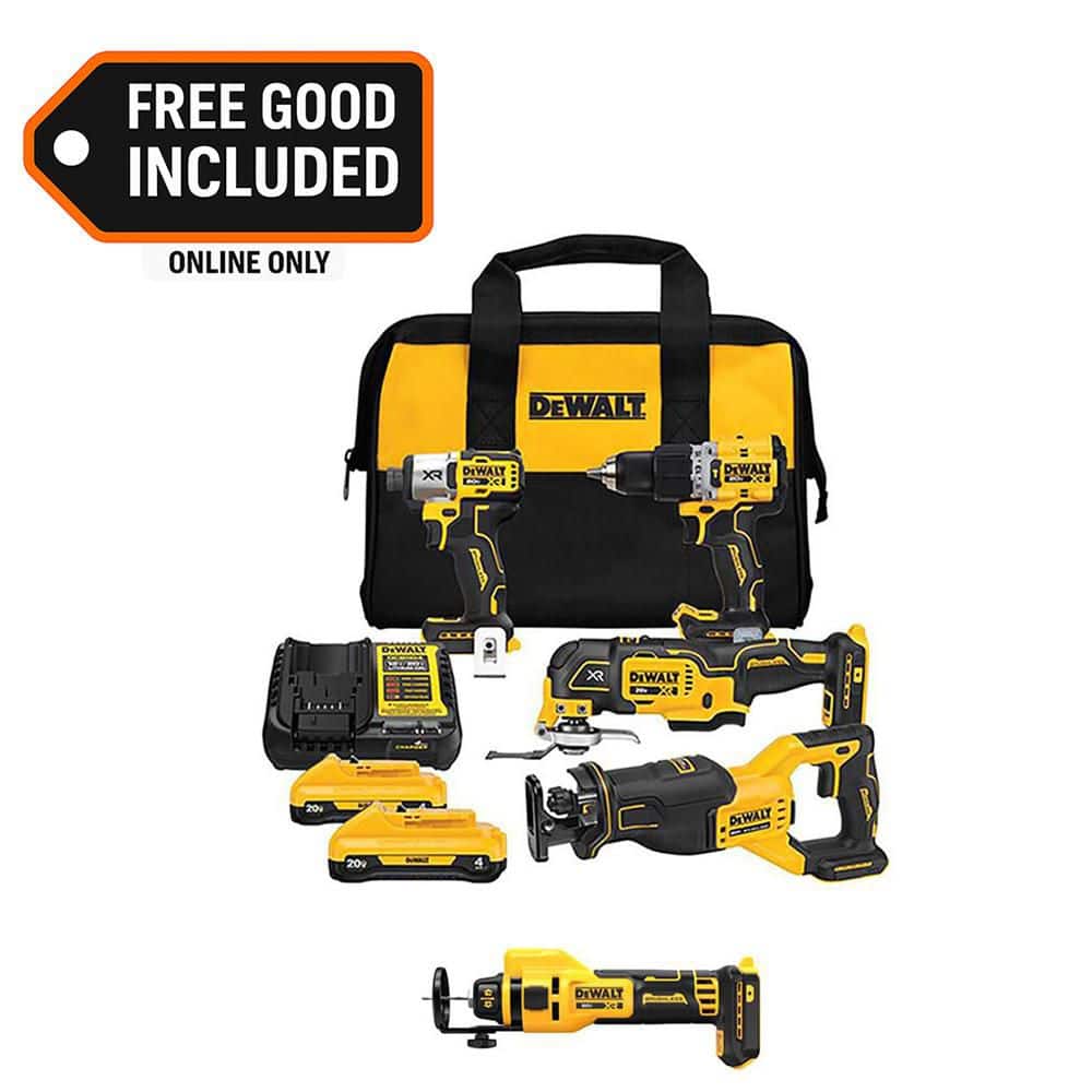 DEWALT 20V MAX Lithium-Ion Cordless 4-Tool Combo Kit and Cordless ...