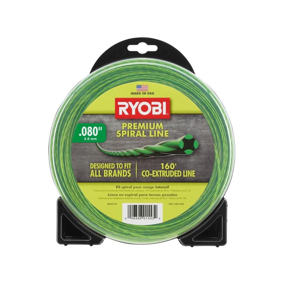 RYOBI 0.080 in. x 160 ft. Premium Spiral Cordless and Gas Trimmer Line ...