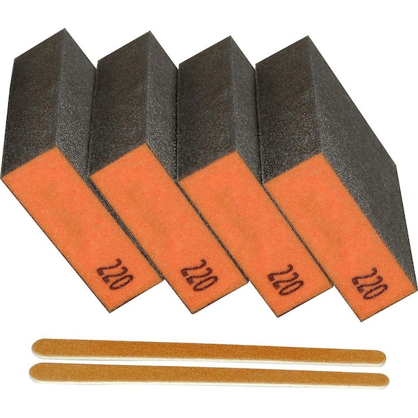 4-Pack 220 Grit Aluminum Oxide Wet/Dry Sanding Sponge, High-Density ...