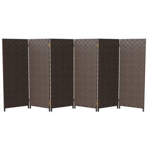 RED LANTERN 3 ft. Short Woven Fiber Folding Screen - 6 Panel - Dark ...