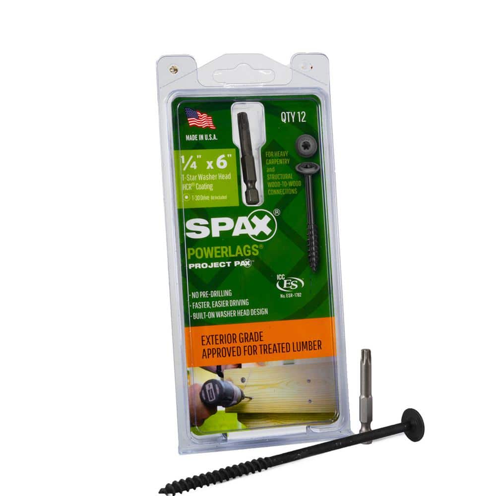 SPAX 1/4 in. x 6 in. Exterior Washer Head Structural Wood Lag Screws ...