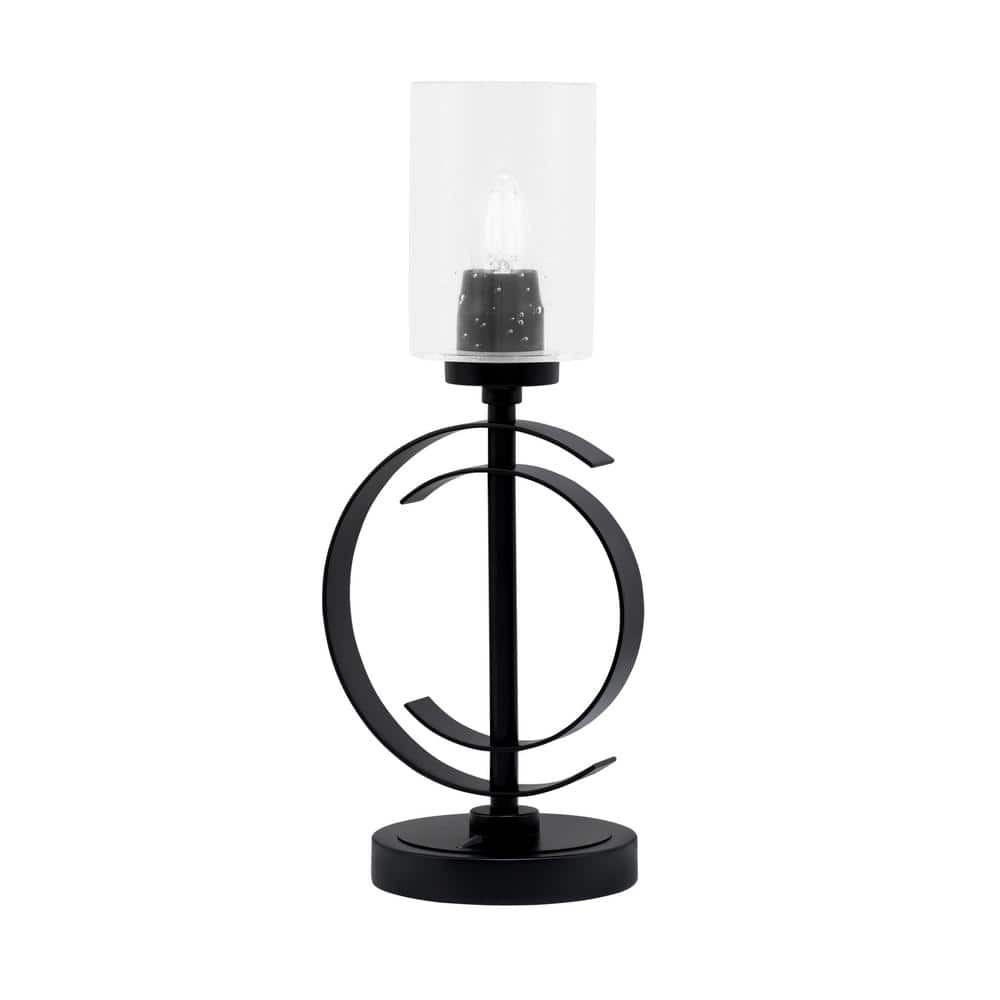 Delgado 17.25 in. Matte Black Piano Desk Lamp with Clear Bubble Glass ...