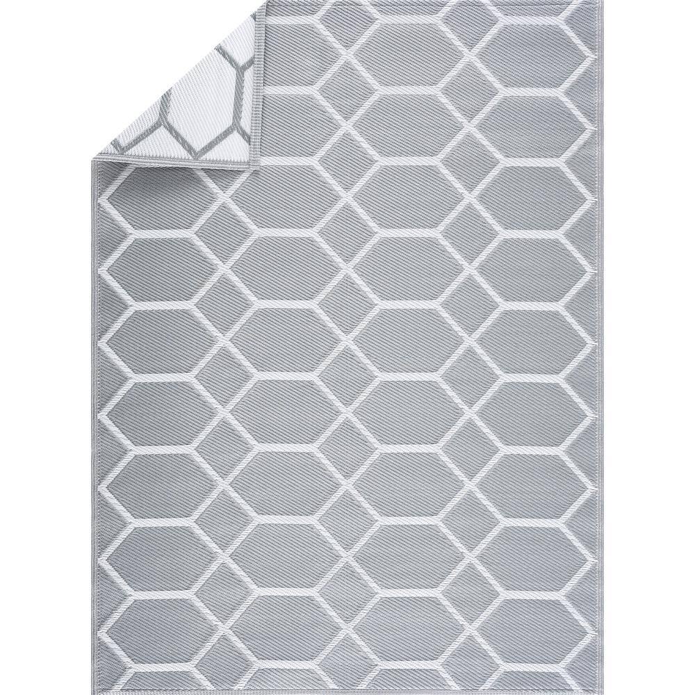 PLAYA RUG Miami Gray White 6 ft. x 9 ft. Reversible Recycled Plastic ...