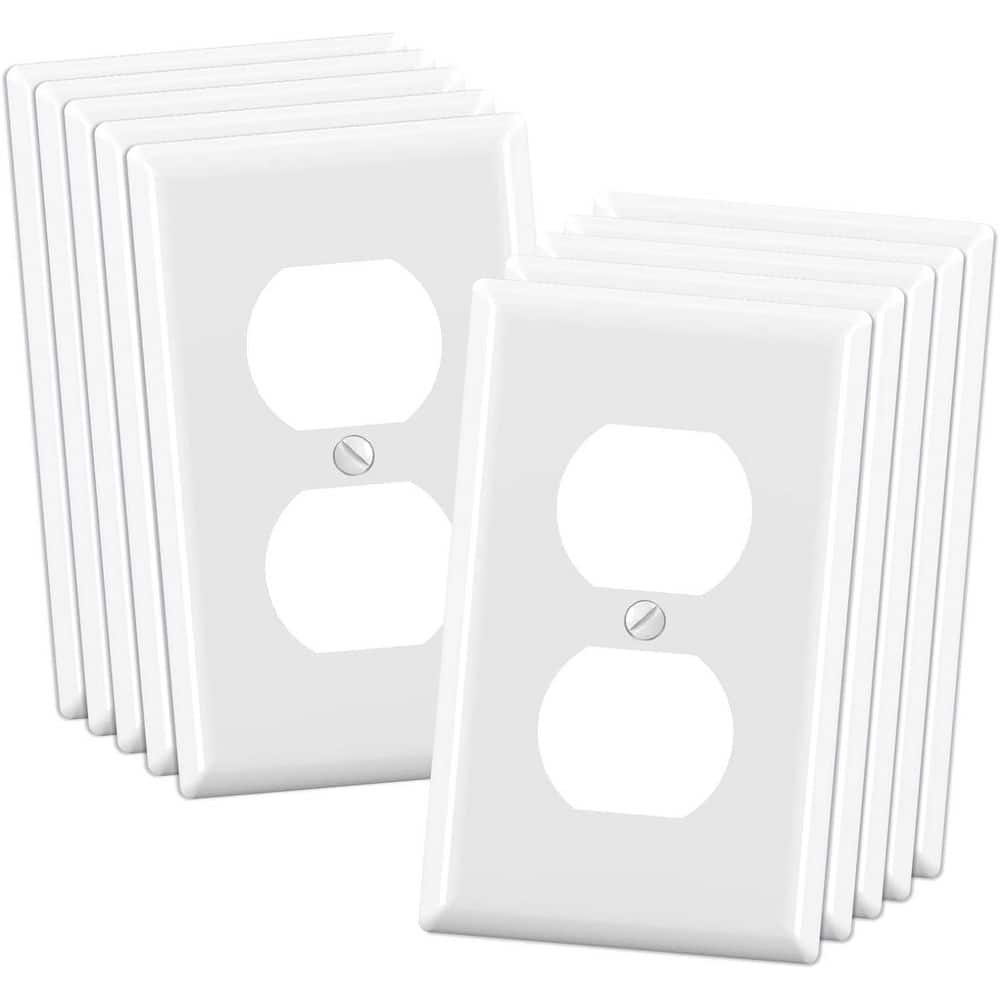 10-Pack Standard Size 1-Gang Glossy White 2 Duplex Plastic Receptacle ...