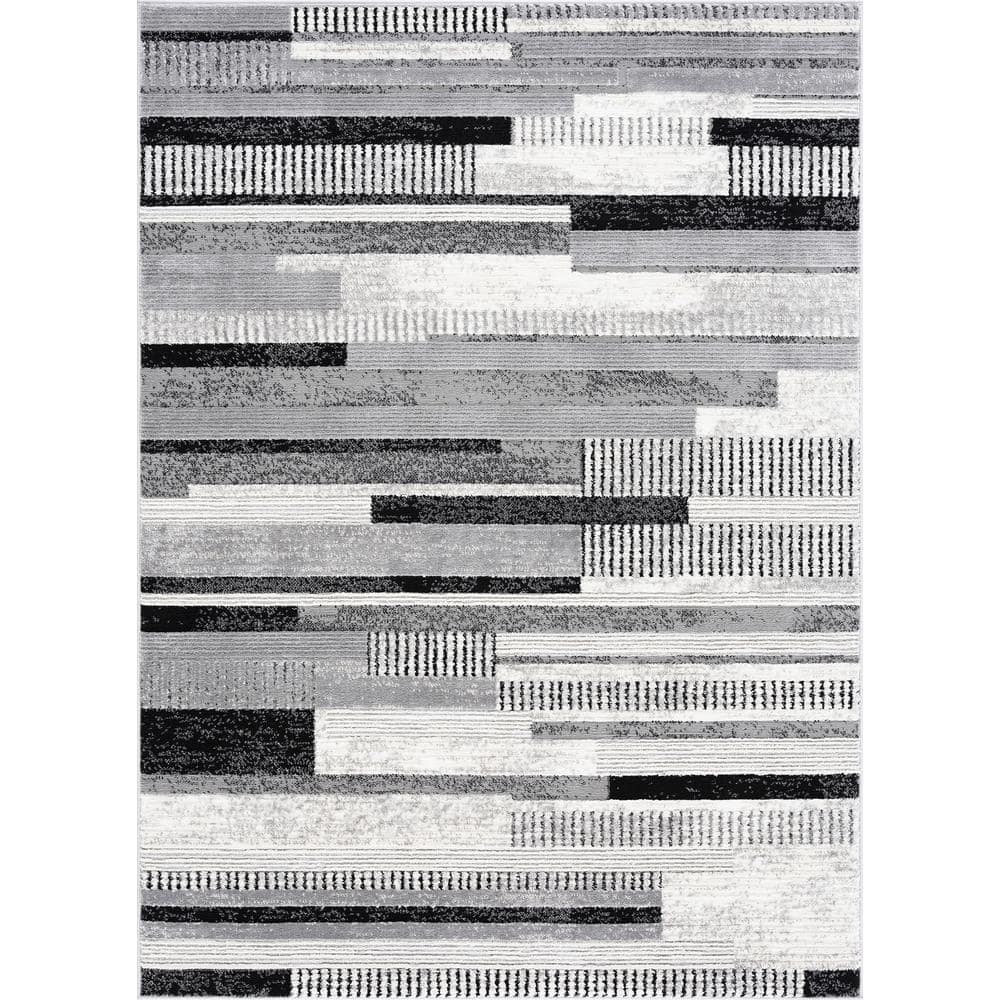 Tayse Rugs Alpha Gray 5 ft. x 7 ft. Abstract Indoor Area Rug ALH1609 ...