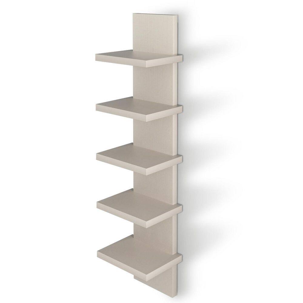7.2 in W x 5.5 in D Beige 5 Tier Decorative Wall Shelf Storage HPCNDV6T ...