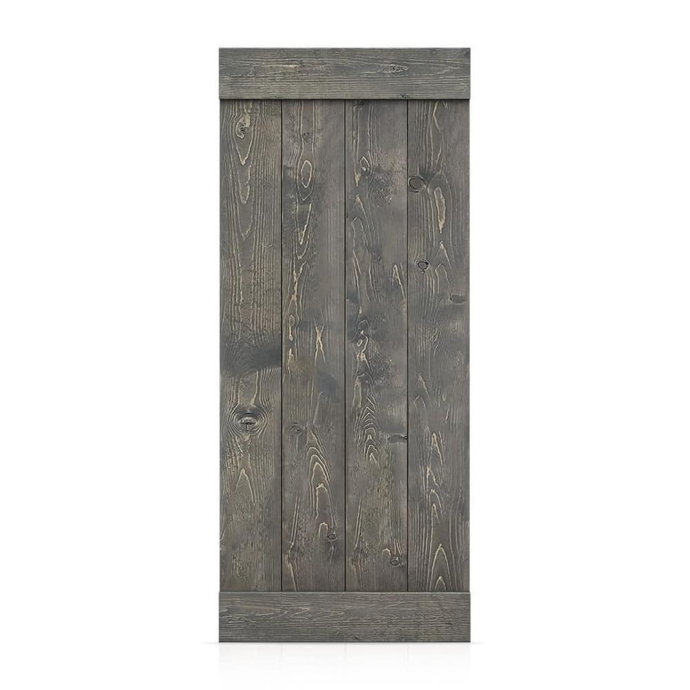CALHOME 30 in. x 64 in. Weather Gray Solid Pine Wood Bathroom Stall ...