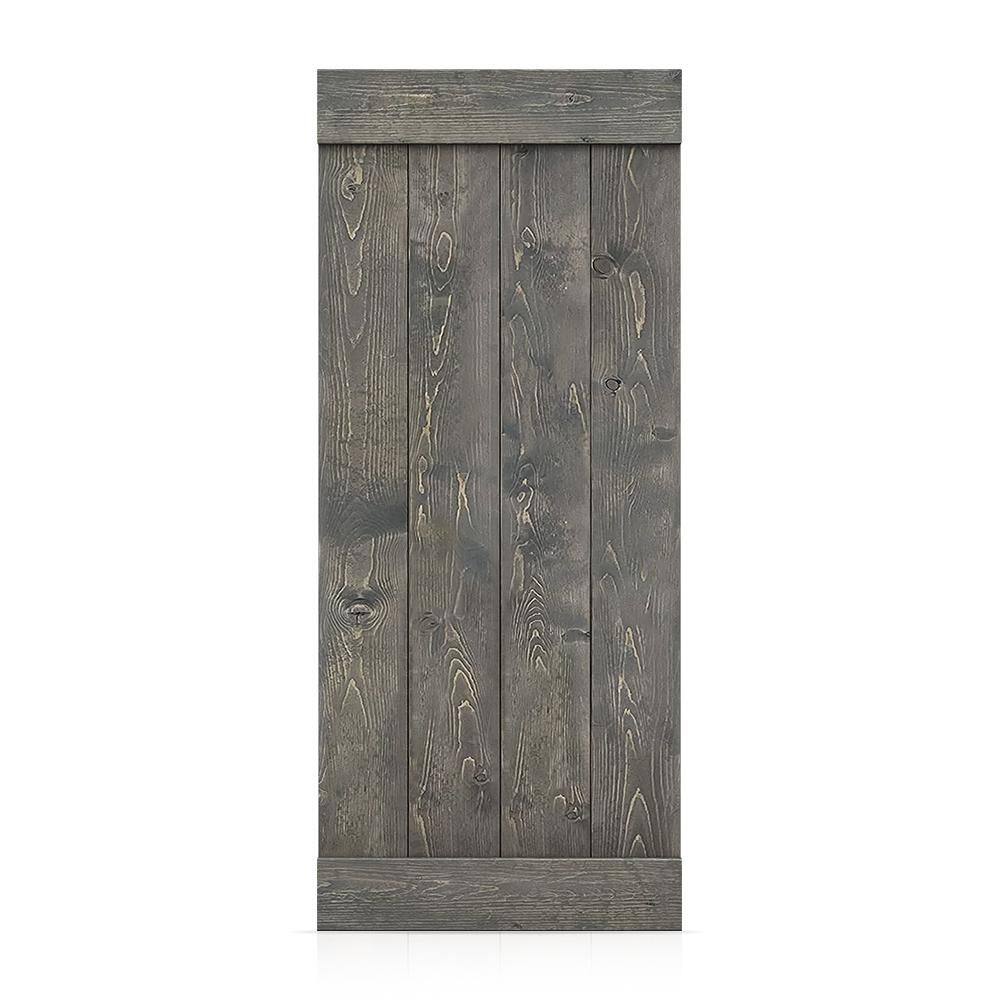 CALHOME 32 in. x 64 in. Weather Gray Solid Pine Wood Bathroom Stall ...
