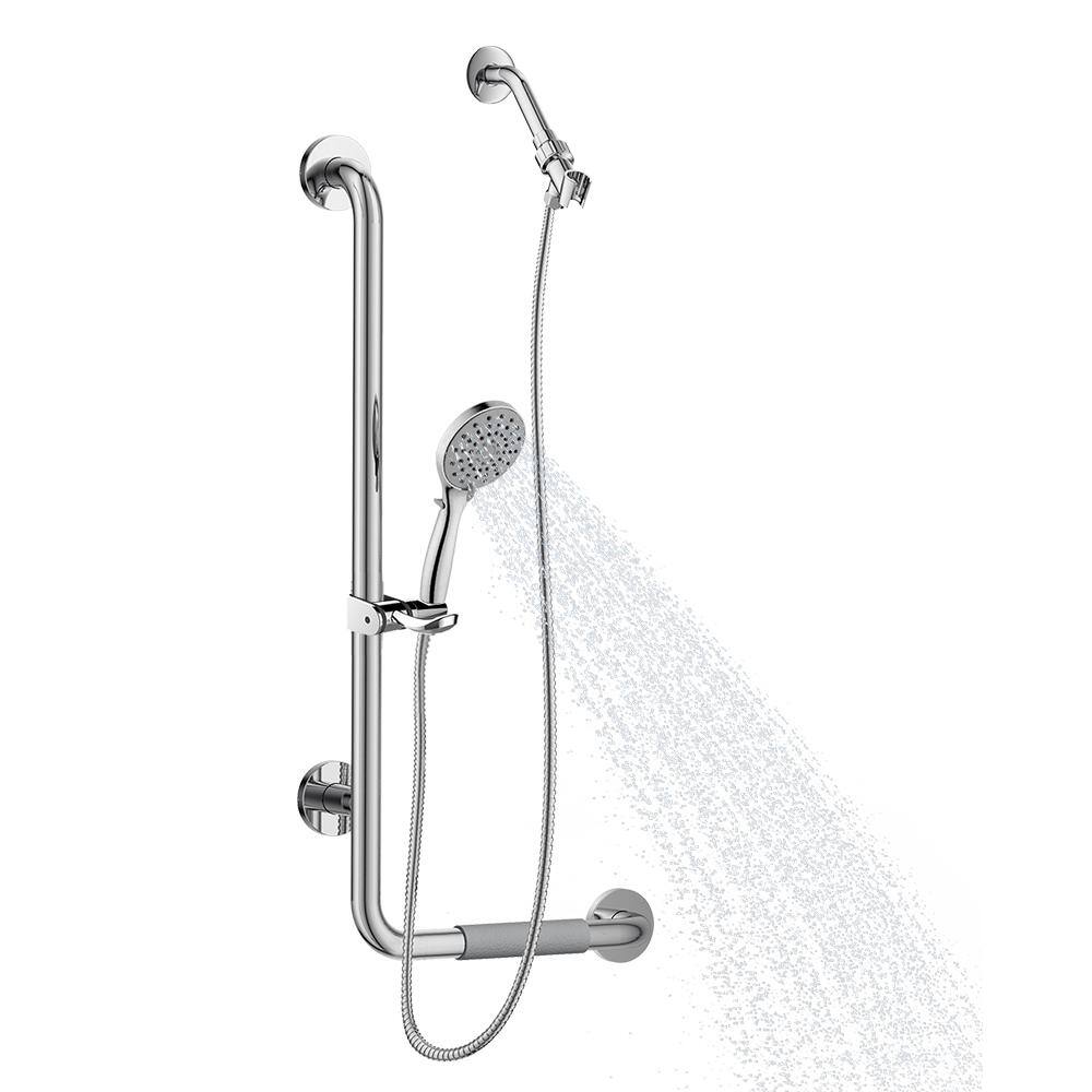 PULSE Showerspas ErgoSlideBar Left 5-Spray Wall Bar Shower Kit In ...