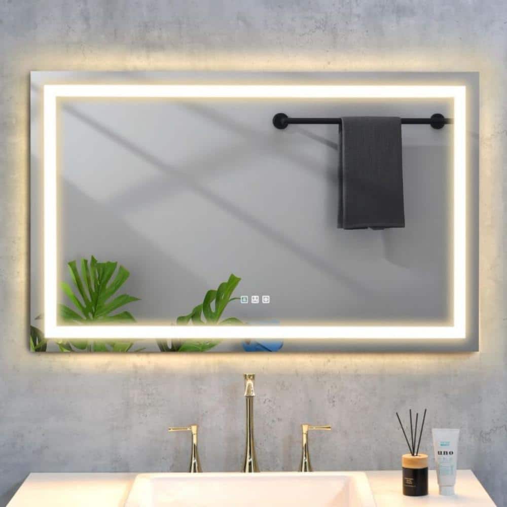 waterpar 40 in. W x 32 in. H Rectangular Frameless Anti-Fog LED Wall ...