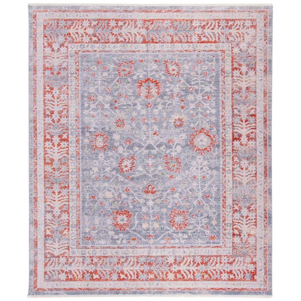 SAFAVIEH Hellenic 8 ft. x 10 ft. Gray/Rust Border Distressed Area Rug ...